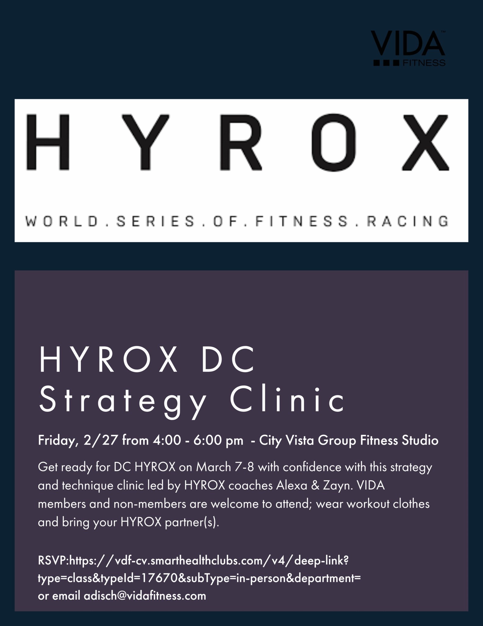HYROX DC Strategy & Technique - Canceled! - Mount Vernon Triangle CID